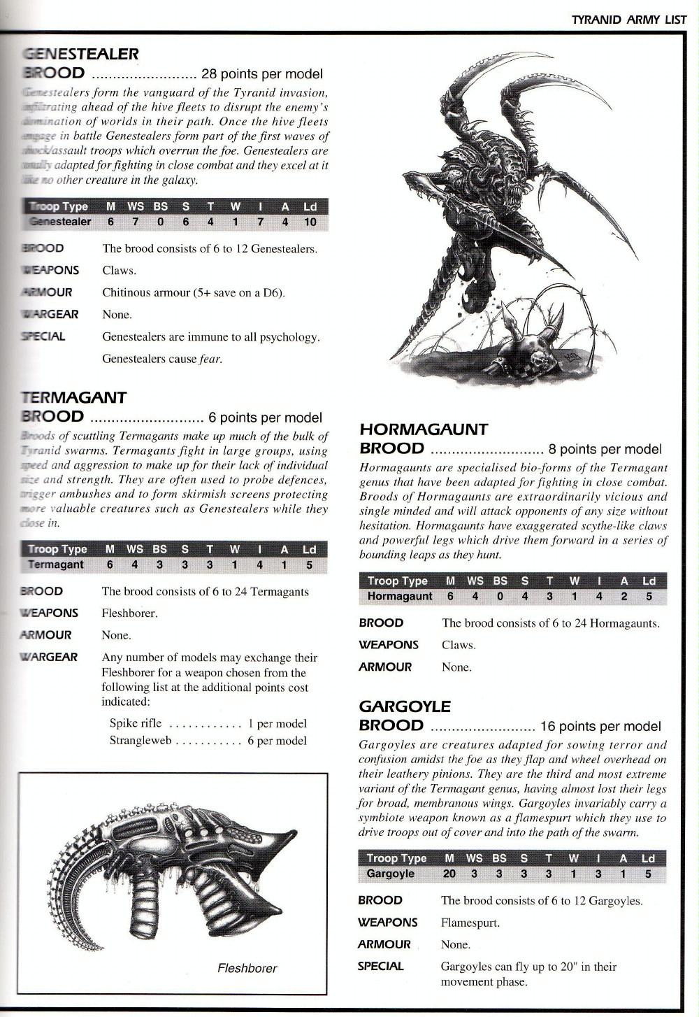 2nd Edition, Copyright Games Workshop, Tyranids - 2nd Edition Nid army list page - Gallery ...